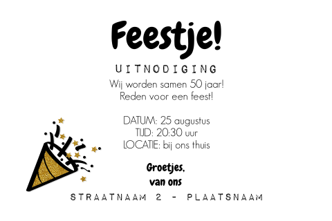 Uitnodiging feestje met feesttoeter