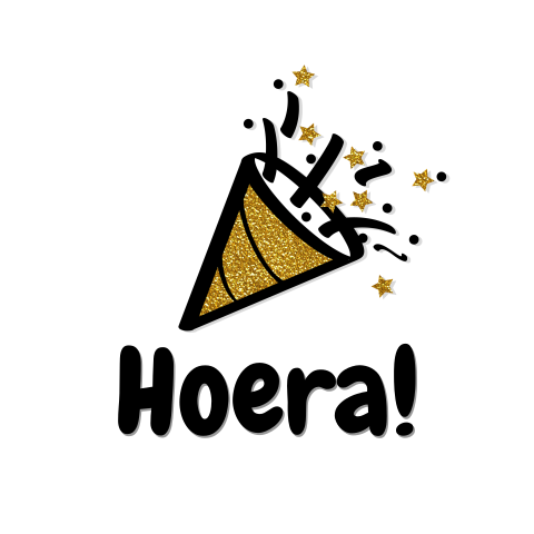 Verjaardagskaart zwart-wit met feesttoeter