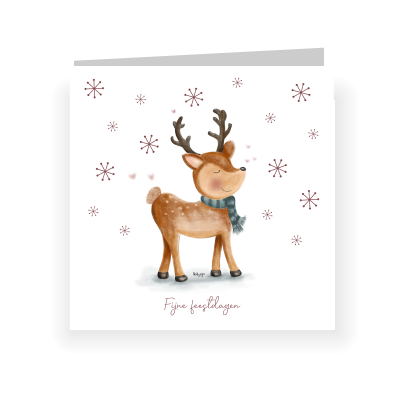 Winterse kerstkaart tekening lief rendier