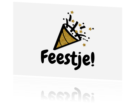 Uitnodiging feestje met feesttoeter