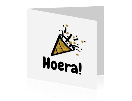 Verjaardagskaart zwart-wit met feesttoeter