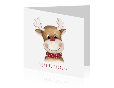 Kerstkaart- wenskaart met tekening lief rendier
