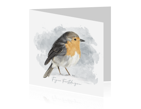 Winterse kerstkaart tekening lief roodborstje